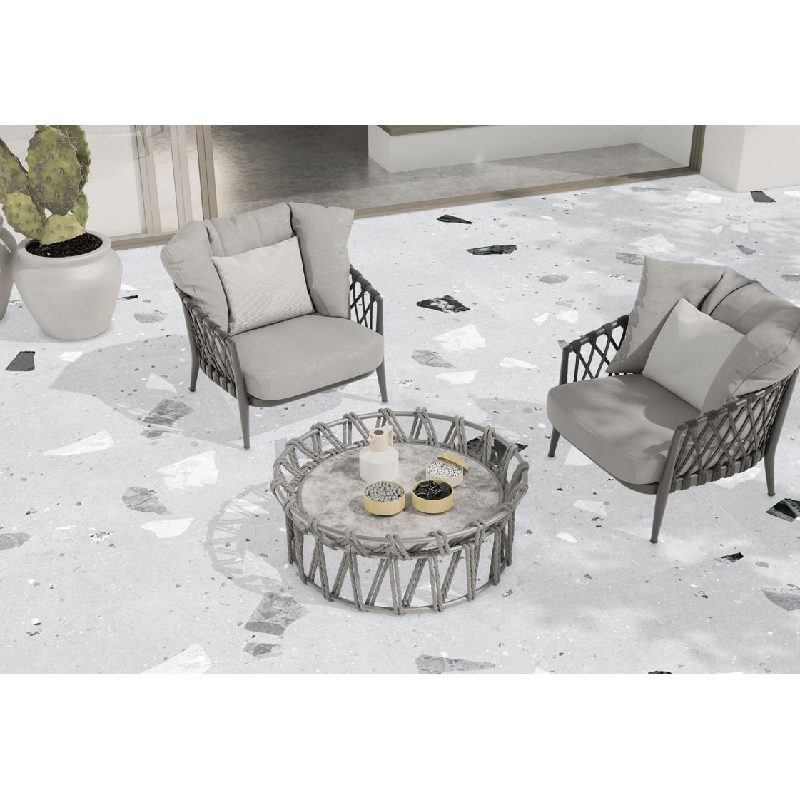 Πλακάκι Γρανίτης Δαπέδου Terrazzo 1004 Ματ Rectified 60x120